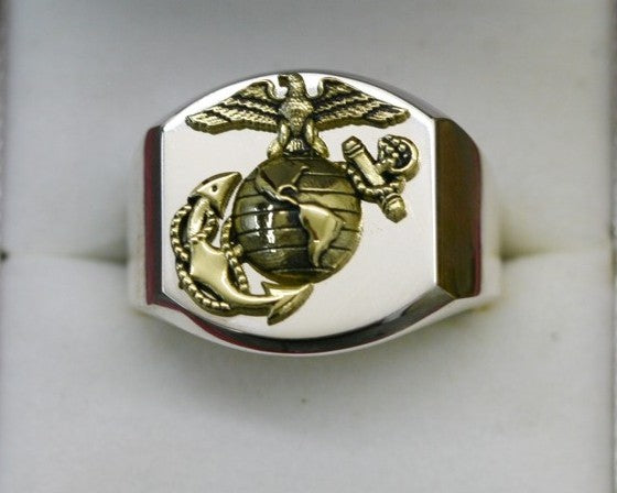 Custom 18k solid gold Marine Corps rings designed for you - Marine ...