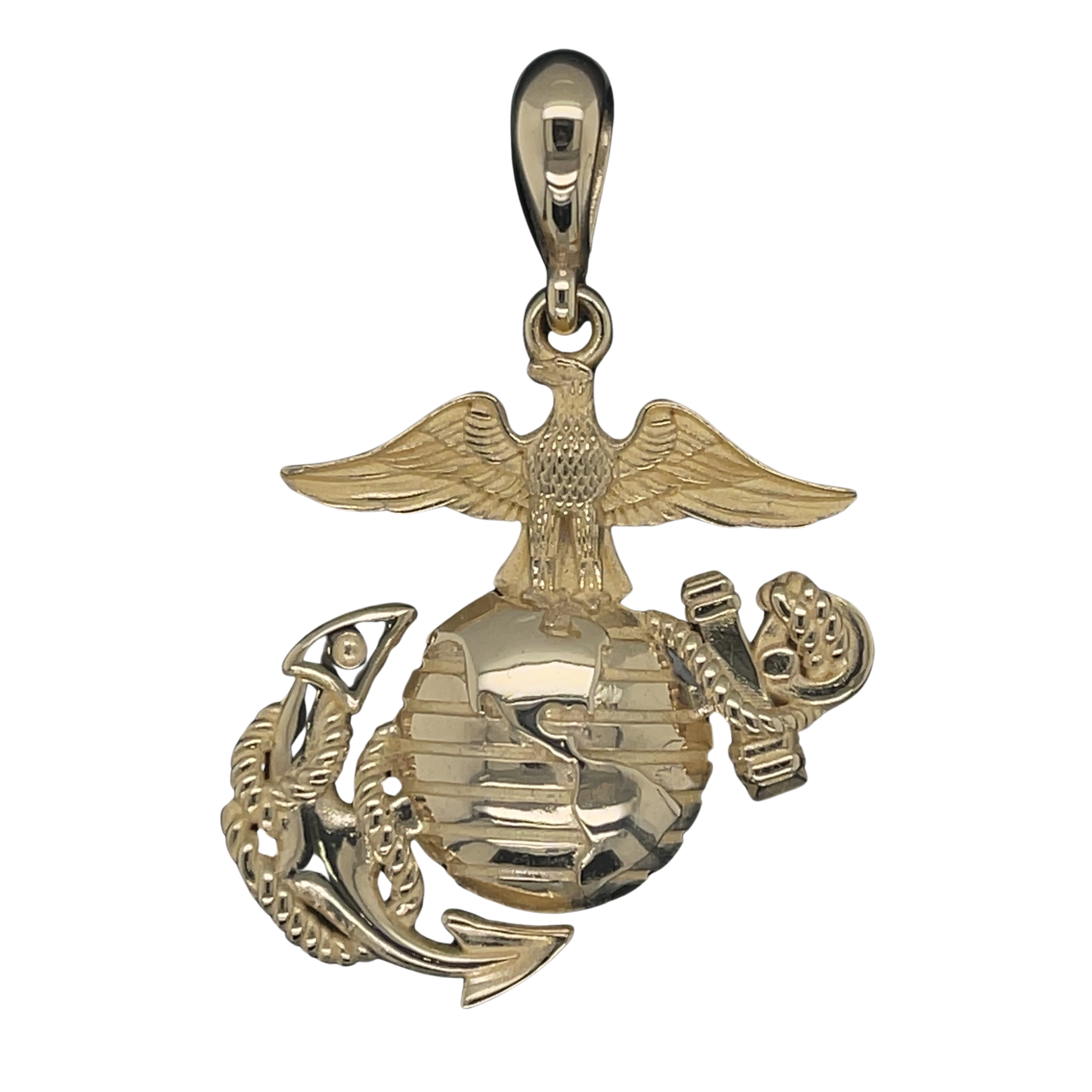 Marine Corps 14K Gold Eagle Globe and Anchor Pendant 1" tall - Default ...